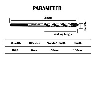 Mgtgbao 6MM Masonry Drill Bits, 10PC 1/4” Concrete Drill Bit Set for Tile,Brick, Plastic and Wood,Tungsten Carbide Tip Best for Wall Mirror and Ceramic Tile. …