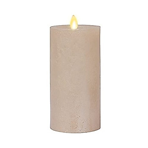 Luminara Realistic Artificial Flame Frosted Champagne Metallic Glitter Candle (3 x 6.5-inch) Moving Flame LED Battery Operated Lights - Unscented - Remote Sold Separately