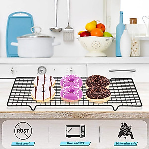 Tebery 2 Pack Black Heavy-Duty Wire Cooking Rack Baking Racks, Nonstick Baking & Cooling Grid for Roasting, Cooking, Grilling, Drying - 16" x 10"