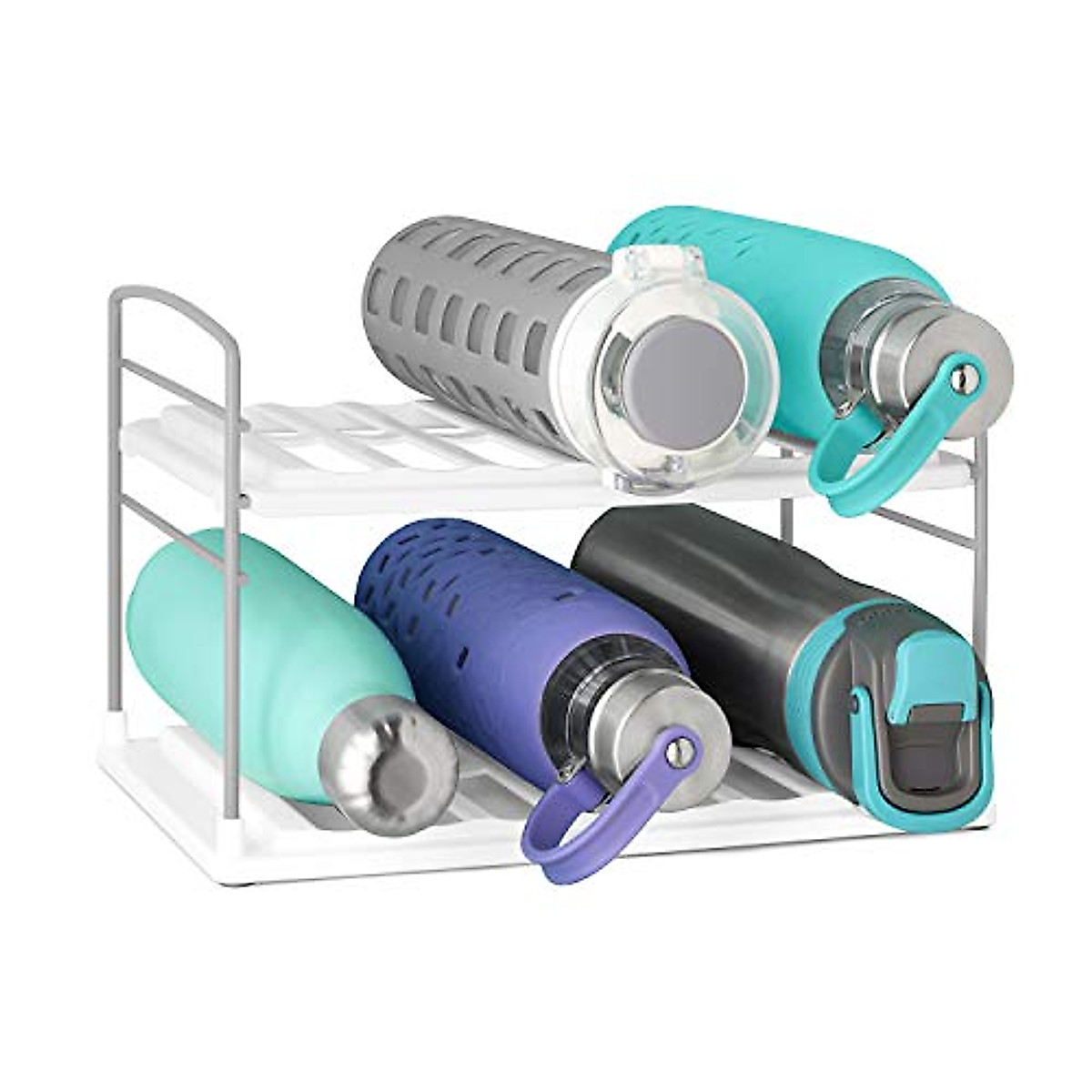 YouCopia UpSpace Water Bottle and Travel Mug Cabinet Organizer, Adjustable Storage Rack for Kitchen Organization, 2-Shelf