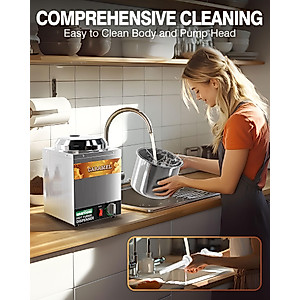 WantJoin Nacho Cheese Dispenser with Pump,2.8Qt Nacho Cheese Warmer,Stainless Steel Hot Fudge Warmer W/5-Level Temperature Adjustment,Commercial Hot Fudge Dispenser for Hot Fudge Cheese Caramel