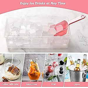Food-grade Silicone Ice Cube Tray with Lid and Storage Bin for Freezer, Easy-Release 36 Small Nugget Ice Tray with Spill-Resistant Cover&Bucket, Flexible Ice Cube Molds with Ice Container, Scoop Cover