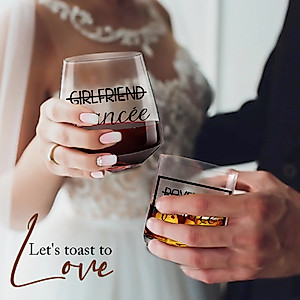 comfit Engagement Gifts for Couples - Fiance Fiancee Engagement Gift Wine Whiskey Glass, Engaged Gifts for Boyfriend,Girlfriend,Couples Newly Engaged