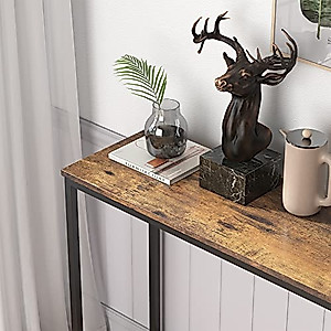 Lifewit 39.4 Inch Narrow Console Table with Metal Frame for Living Room, Industrial Long Entryway Table for Hallway, Entrance, Office, Corridor, Coffee Behind Sofa, Rustic Brown