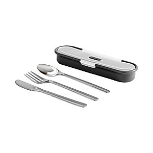 BUILT Gourmet Bento 4-Piece Stainless Steel Utensil Set With Nesting Case Black And Gray 5177854