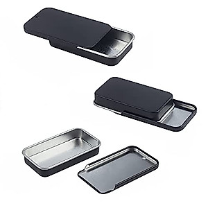 BENECREAT 20 Pack Metal Slide Top Tin Containers Gunmetal Small Tin Containers for Lip Balm, Crafts, Storage Kit, 2.4x1.3x0.4''