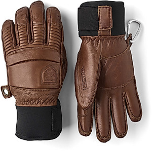 Hestra Mens Ski Gloves: Fall Line Winter Cold Weather Leather Gloves, Brown, 8