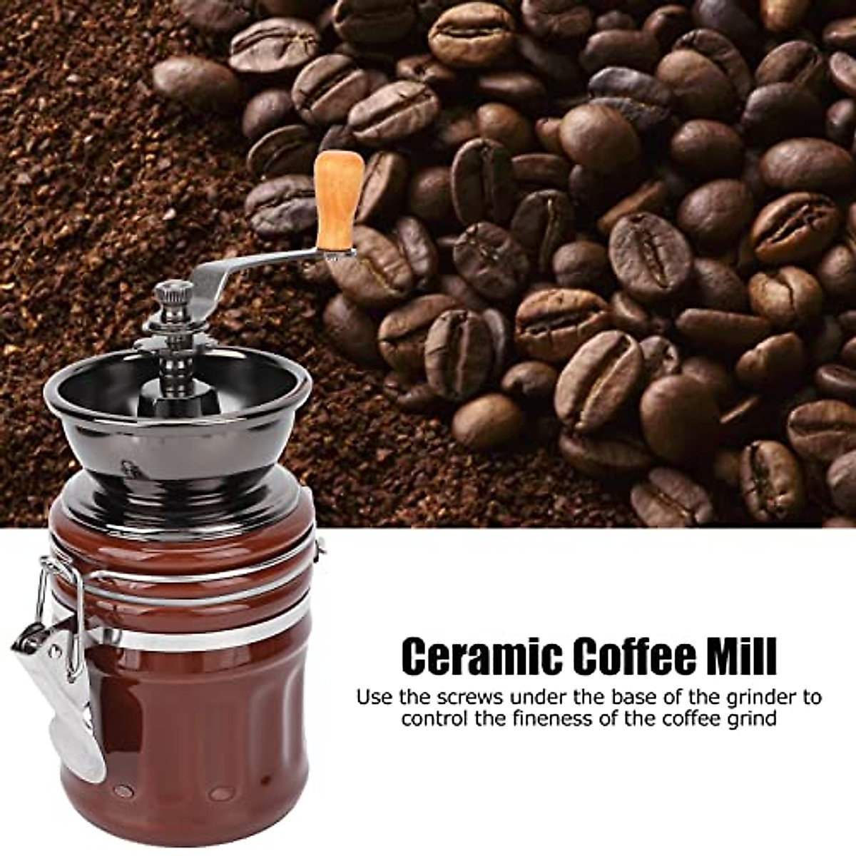 Manual Coffee Grinder with Ceramic Burr for Beans, Espresso, And Spices, Manual Coffee Bean Grinder with Adjustable Conical, Burr Grinder, Espresso Grinder Grain Mill