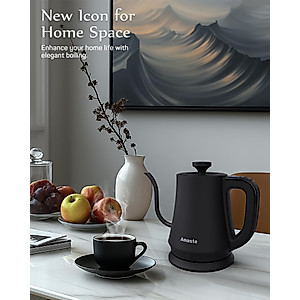 Amaste Gooseneck Electric Kettle, Electric Tea Kettle With Temperature Control, 34oz Pour Over Electric Kettle for Coffee & Tea, 304 Stainless Steel Inner, Auto Shut-Off & Keep Warm, Matte Black