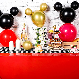 Irenare 3 Pcs Mouse Birthday Party Supplies Christmas Tablecloth Mouse Theme Baby Shower Decorations Plastic Table Cover Polka Dot Tablecloth Lady Bug Party Decorations, 54 x 108 Inch(Red)