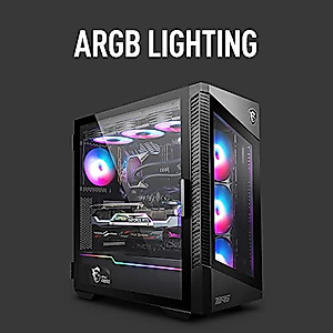 MSI MPG Velox 100R - Mid-Tower Gaming PC Case - Tempered Glass Side Panel - 4 x 120mm ARGB Fans - Liquid Cooling Support up to 360mm Radiator - Mesh Panel for Optimized Airflow
