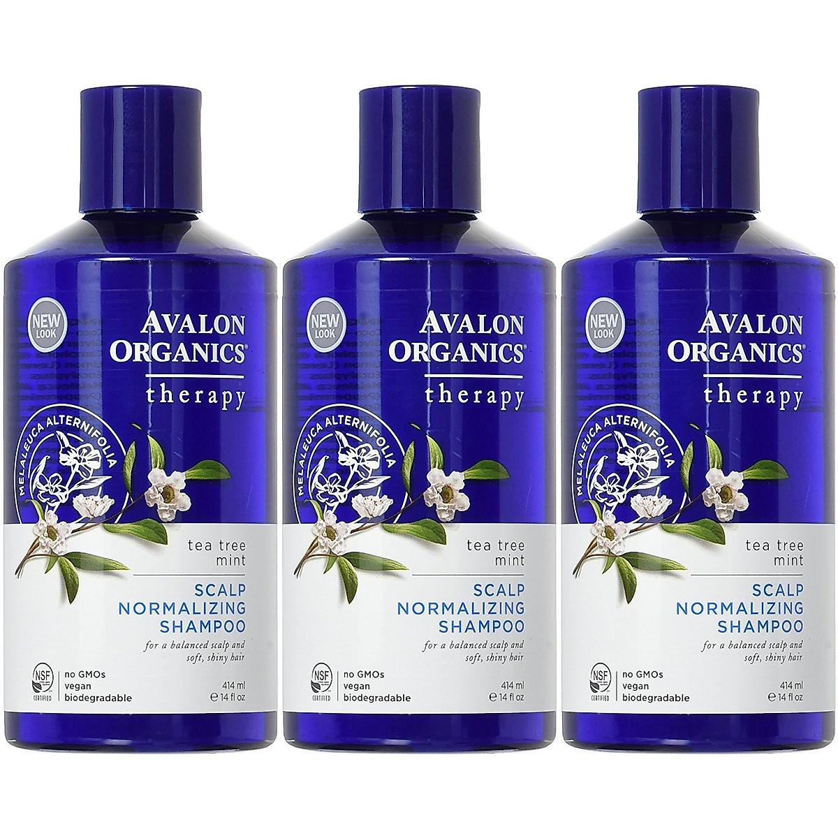 Avalon Organics Scalp Normalizing Shampoo, Tea Tree Mint Therapy 14 oz (Pack of 3)