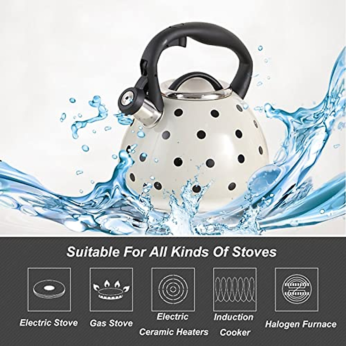 Tea kettle, Red Whistling Tea Kettle for Stove Top, Stainless Steel Cute Teapot with Handle, Induction Cooker Household Kitchen (Color : Red, Size : 3L)