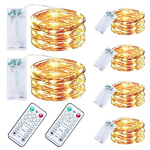innolife 6 Pack LED Fairy String Lights Battery Operated with Remote Control & Timer, 10 Ft 30 LED Copper Wire Twinkle Lights for Bedroom Christmas Wedding Party Indoor Outdoor Decoration
