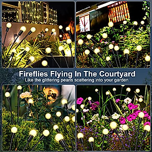 4 Pack Upgraded Firefly Swaying Outdoor Solar Lights for Yard Patio Pathway Decoration, Warm White