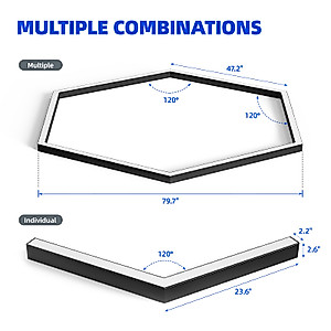 Barrina LED Hexagon Light, DIY Linear Light, Dimmable Hanging Shop Light, 2700K 4000K 5000K Color Changing, Linkable Office Light Fixtures, Seamless Connection, 5568-0-10V Series