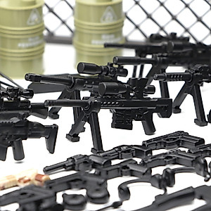 Feleph Weapons Pack Military Toy Set Building Blocks Model for Soldier Figures, Army Equipment Gear Kit Pieces and Parts Accessories Compatible with Major Brand