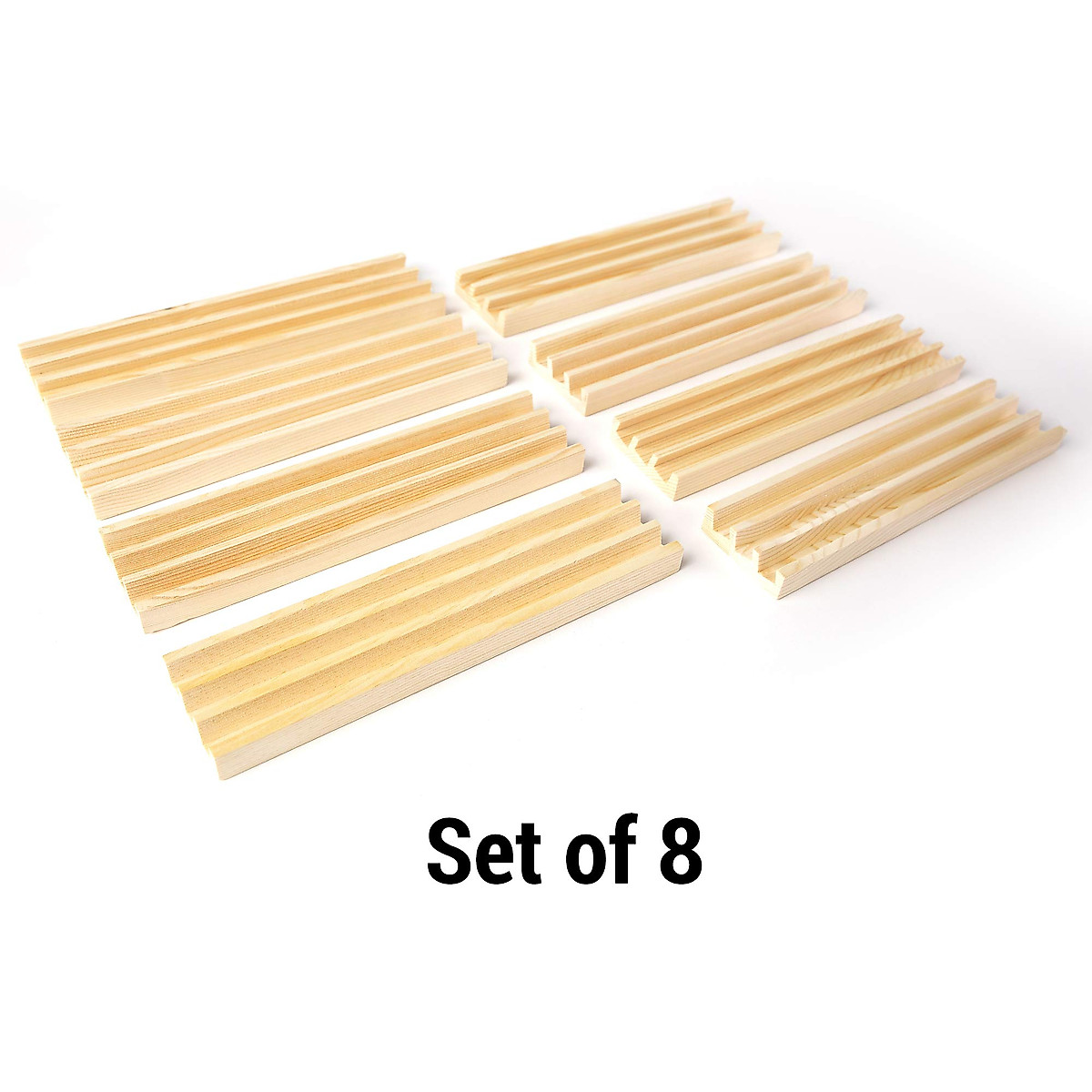 Wooden Domino Train Domino Trays – 8 Solid Wood Felt Bottomed Domino Holders 3 Rows Ideal Visibility – Domino Holders for Domino Game, Mexican Train Dominoes, Chickenfoot Dominoes, Cuban Dominoes