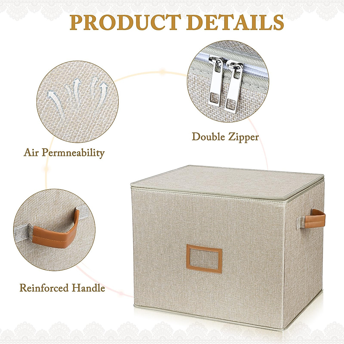 Lukeline Wedding Dress Storage Box, Wedding Dress Preservation Box with Lid, Foldable Acid-Free Organizer with 1 Pair of Microfiber Gloves and 20 Sheets of Acid-Free Paper (1, Medium)