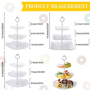 6 Packs Dessert Stand 3 Tiers Plastic Cupcake Stand serving tray Cupcake Display Stand Cookie Trays for Parties Round Flower Square Candy Trays for Display Party and Platters for Home (Silver)