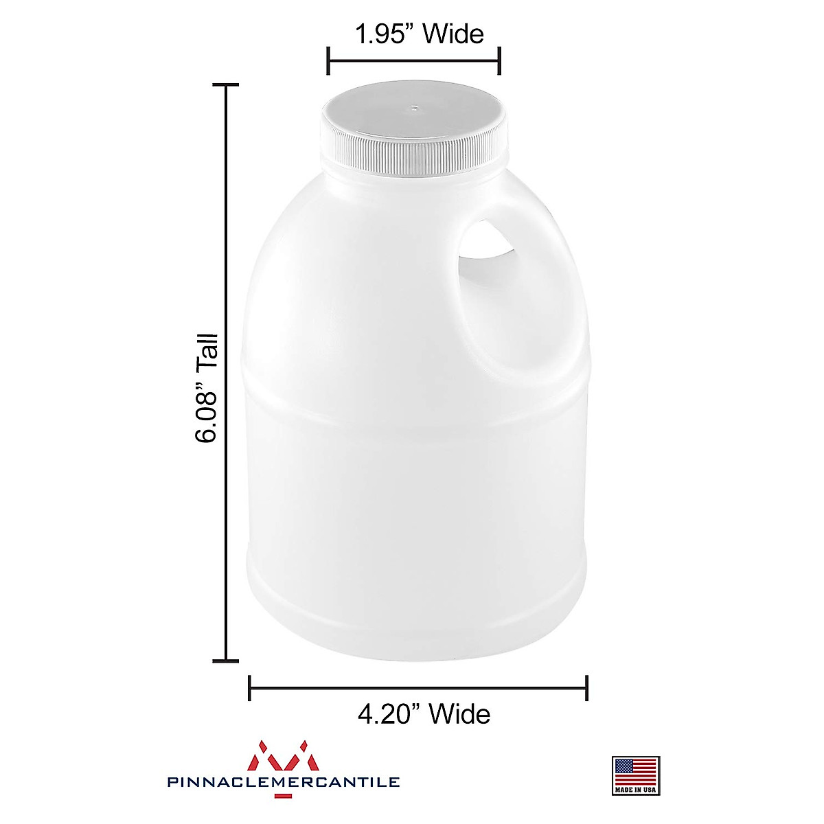 Pinnacle Mercantile 32 Ounce Plastic Jug (4 -Pack) Reusable, Food-Safe, BPA Free | Heavy-Duty HDPE Containers for Water, Sauces, Soaps, Detergents, Liquids, | Screw-On Cap