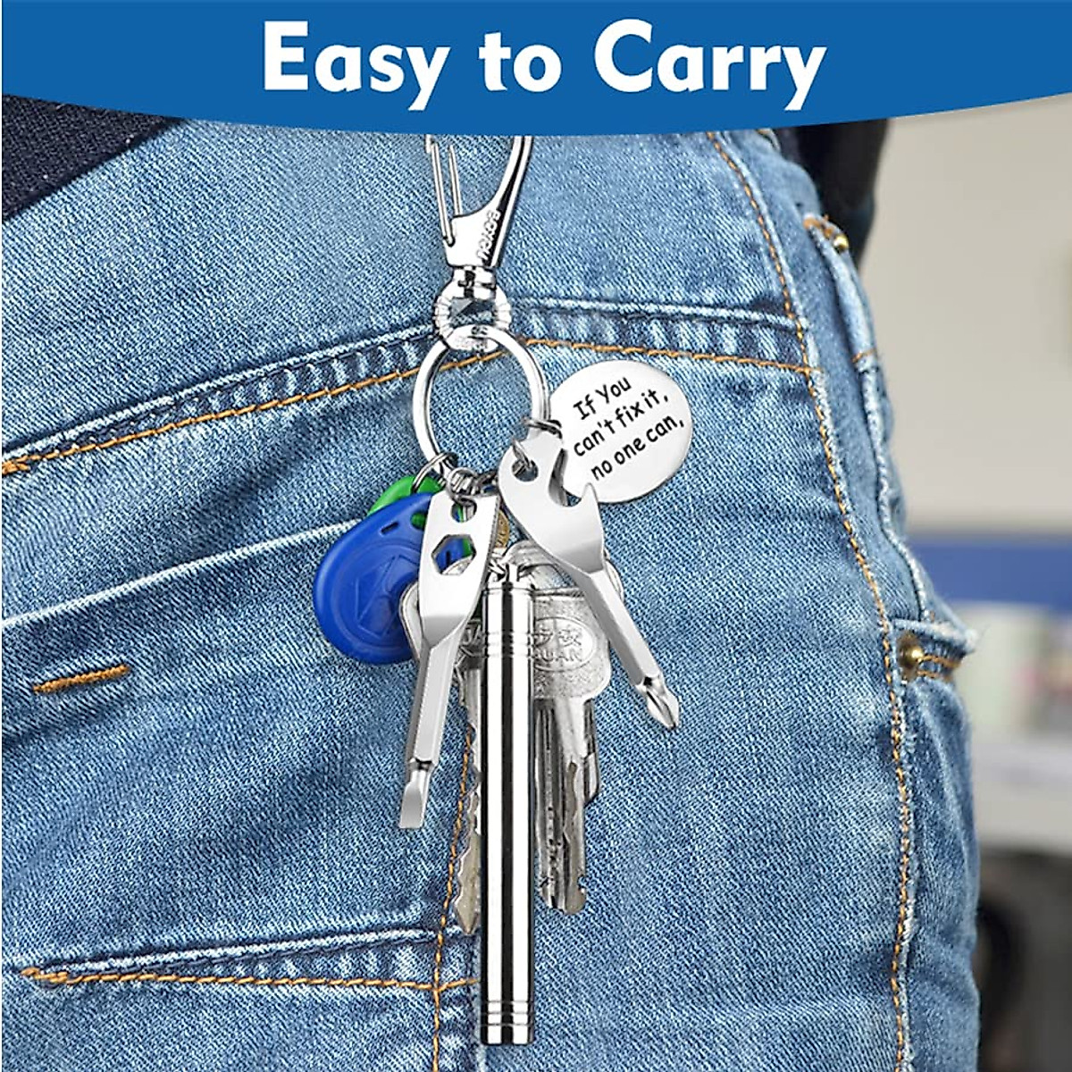 Stocking Stuffers Gifts for Men, 5-in-1 Keychain Screwdriver Portable Multitool Tools, Cool Gadgets for Men, Husband, Handyman