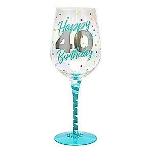 Top Shelf Decorative 40th Birthday Wine Glass, For Red or White Wine, Unique Gift Idea