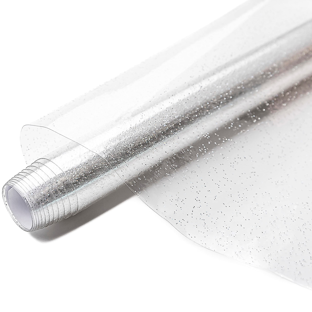 Missouri Star Glitter Vinyl Roll 16” x 54” - Sewable Plastic Fabric for Making Tote Bags, Purses, and Craft Projects - Clear Glitter PVC Vinyl