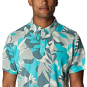 Columbia Men's Thistletown Hills Polo, Ice Green Floriated, Small