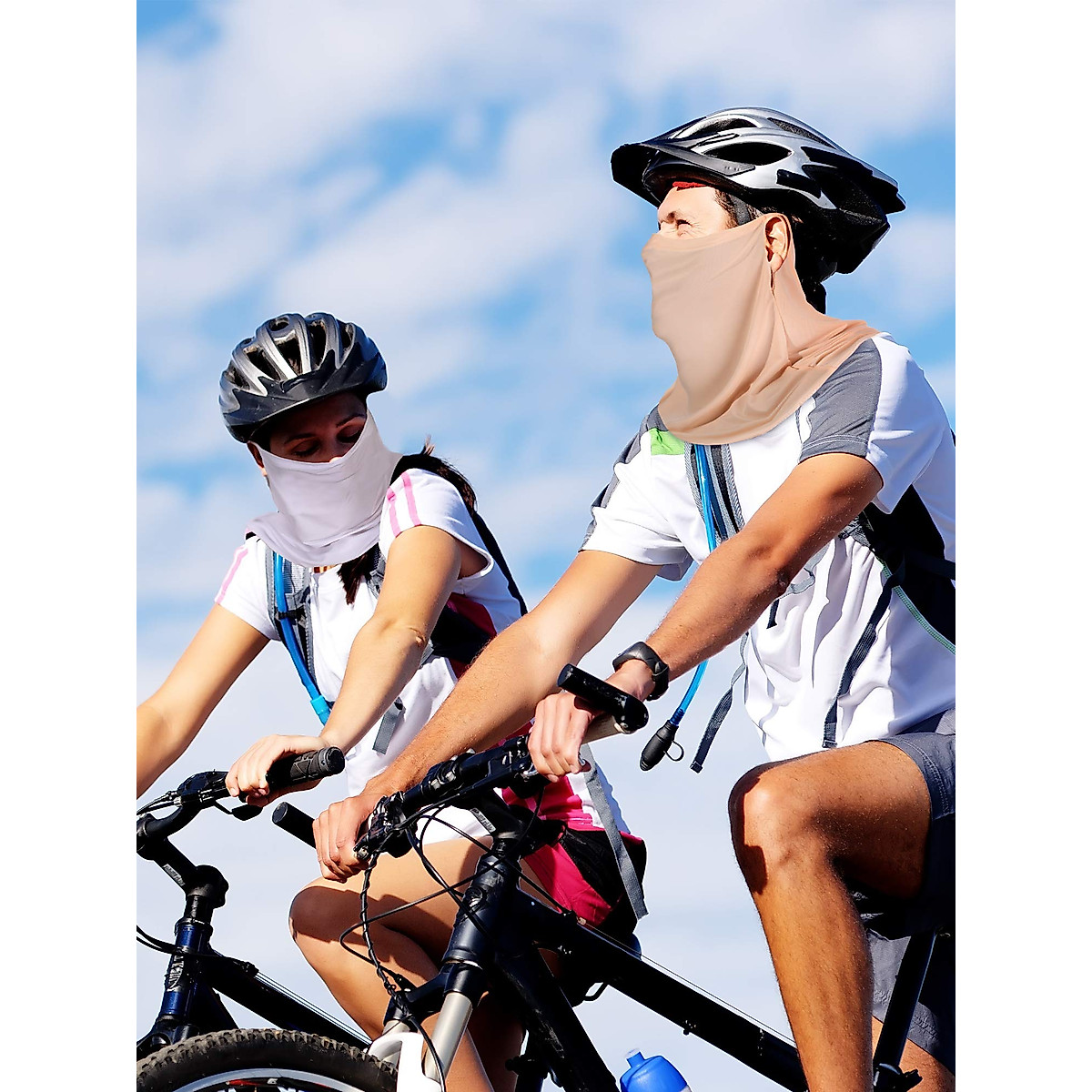 2 Pieces Unisex Sun Protective Face Bandana Women UV Protection Face Scarf for Summer Outdoor Activities (White, Skin Color)