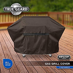 True Guard 100538850 Water Stain/UV Patio Furniture, 600D Rip-Stop Heavy Duty Waterproof Grill, Fade Resistant Outdoor BBQ Cover, 52", Brown