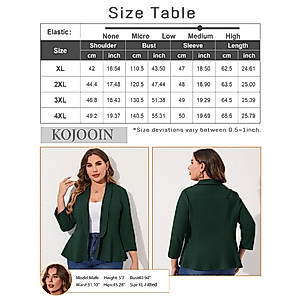 KOJOOIN Women Plus Size Casual Blazer Open Front Long Sleeve Work Office Cardigan Jackets Dark Green 2XL