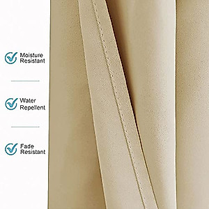 RYB HOME Windproof Curtains Outdoors - Waterproof Blackout Shade Thermal Insulated Weighted Drapes for Porch Gazebo Canopy Pergola Garage Sun Room Decor, 52 Width x 95 inch Length, 2 Panel, Beige