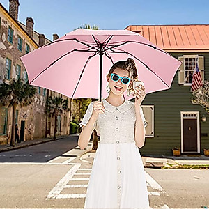 LANBRELLA Umbrella Reverse Travel Umbrellas Windproof Compact Folding - Pink