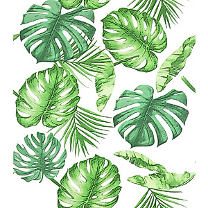 WESTICK Tropical Wallpaper Peel and Stick Modern Green Leaf Wallpapers Bathroom Waterproof Botanical Wall Paper Jungle Wallpaper Tropical Green Contact Paper for Cabinets Removable Vinyl 17.7" x 118"