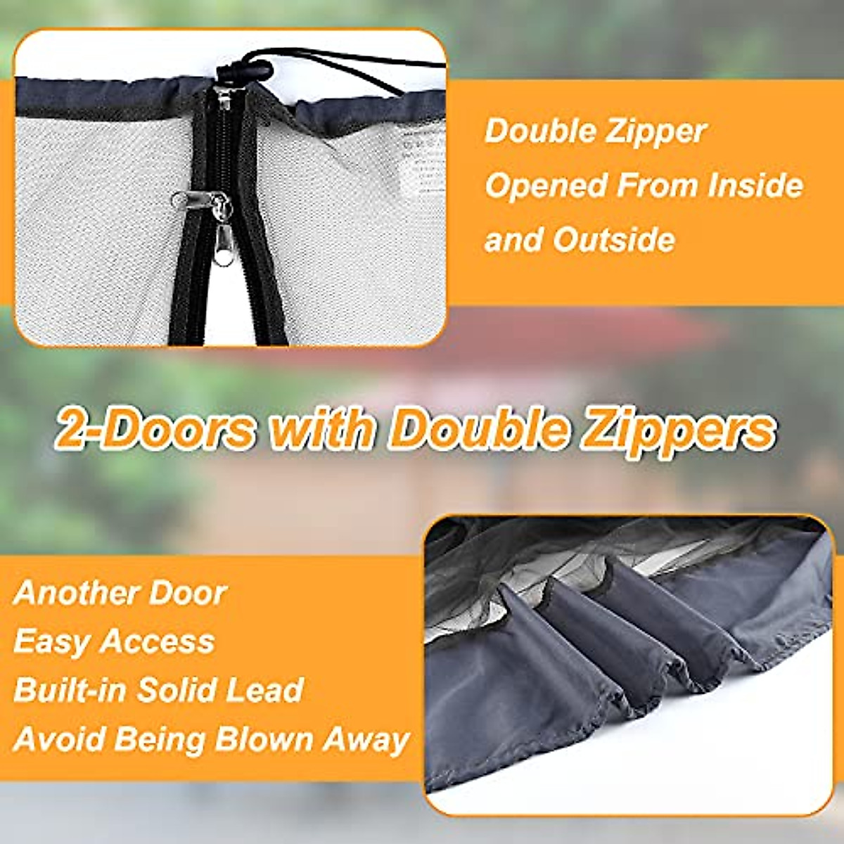 FEPITO Patio Umbrella Mosquito Netting with 2 Doors for 7.5FT to 11FT Outdoor Offset Umbrellas Table Screen Accommodate Up to 8 People(Not Include Umbrella)