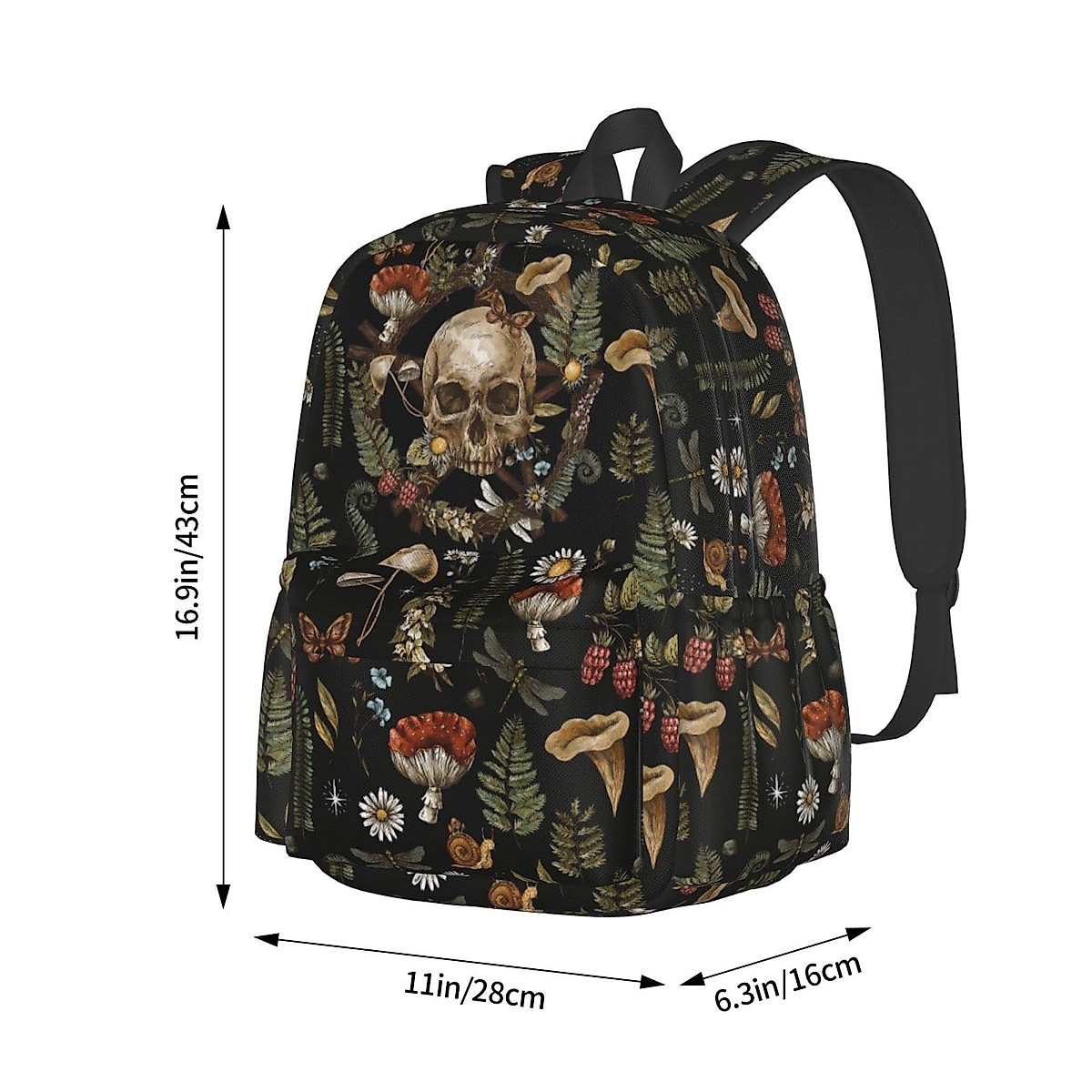 FREEHOTU Snails Mushrooms Backpack For Men Women With Adjustable Padded Shoulder Straps Daypack For College Travel