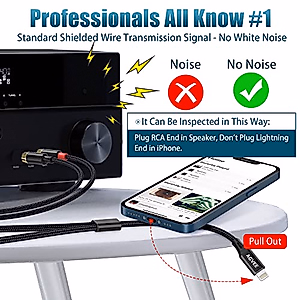 AGVEE 6.6ft [MFi Certified] Lightning to RCA Cable Audio Y Cord Adapter Converter for iPhone 14 13 12 11 XS XR X 8 7 iPad iPod to Car, Home Stereo Speaker Headphone, Amplifiers, HDTV, Black