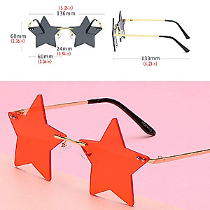 willochra Rimless Star shape Sunglasses Transparent Sun Glasses for women/men Party glasses Super Cute pentagram eyewears (blue)