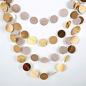 Glitter Circle Dot Garland Kit for Party Decorations Hanging Circle Banner Streamer Backdrop Decor for Wedding Birthday Bday Engagement Bridal Shower Bachelorette Ramadan EID Graduation Party Supplies