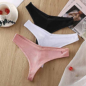 OQQ Women‘s 5 Piece Thongs Underwear Cotton Breathable Low Rise Hipster Panties Sexy S-XL 1Black 1Coffee 1Grey 1Skin 1Candyblue