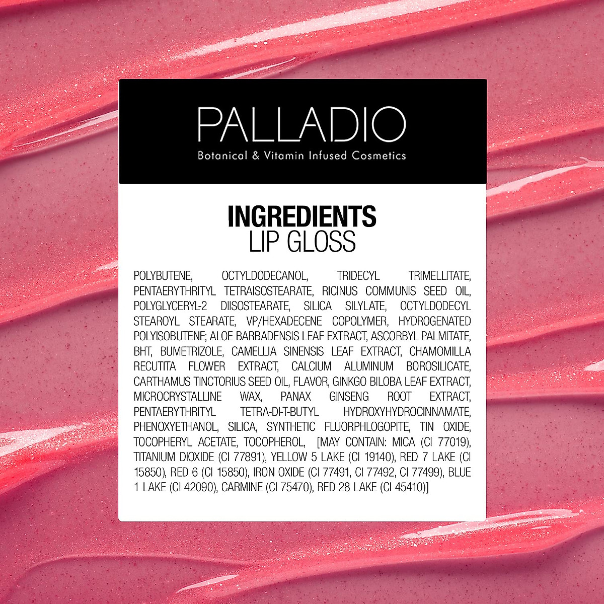 Palladio Lip Gloss, Non-Sticky Lip Gloss, Contains Vitamin E and Aloe, Offers Intense Color and Moisturization, Minimizes Lip Wrinkles, Softens Lips with Beautiful Shiny Finish, Pink Pearl