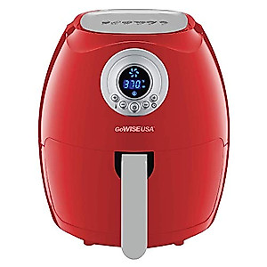 GoWISE USA 3.7-Quart Digital Air Fryer + 50 Recipes, Red, Qt