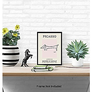 Pablo Picasso Wall Art & Decor - Dog Wall Decor - Mid-Century Modern Room Decor - Abstract Art - Minimalist Wall Decor - Line Art Wall Decor - Gallery Wall Art - Museum Posters - Art Gifts for Women