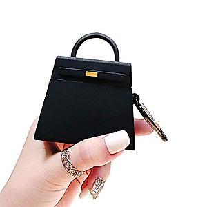 Rertnocnf Compatible with Earbuds Case Airpods 1 & 2, Fashion Hand Bag Design Wireless Earphone Protector Soft Silicone Shockproof Accessories Black