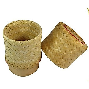 Thai Lao Sticky Rice Single Serving Bamboo Basket 3.5 Inch By Inspirepossible