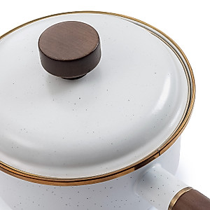 Barebones Enamel Saucepan/steelpan - Steel Cooking Pot For In The Kitchen And Camping, Durable Suace Pan With Lid