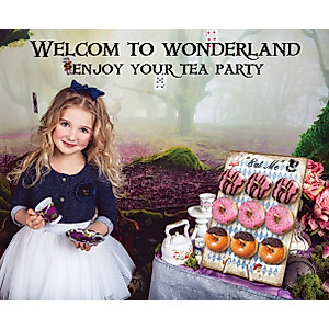 Faivykyd Alice in Wonderland Donut Wall Display Stand,Wonderland Themed Party Decorations for Weddings,Birthday & Donut Grow Up Parties,Mad Hatters Tea Party Props,Eat Me Donut Holder Fits 9 Doughnuts