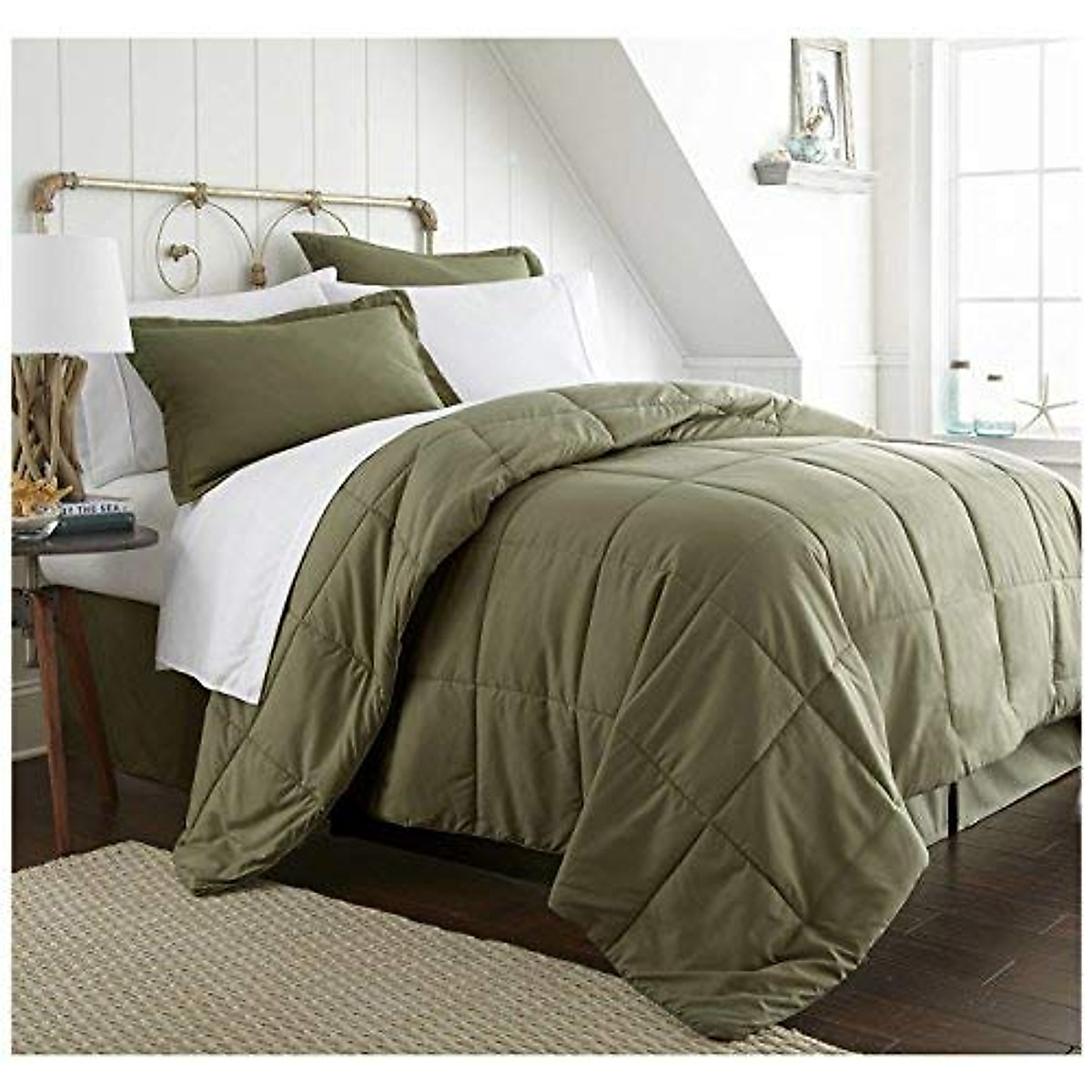 ienjoy Home Bed in a Bag, Queen, Sage, 8 Piece