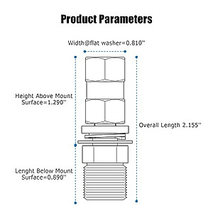 Heavy Duty CB Antenna Stud Mount Adapter Copper Nickel Plated with SO-239 Connector for Mounting 3/8 x 24 Threads CB HAM Radio Antennas